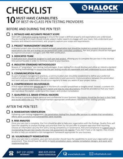 10 Must-Have Capabilities of Best-In-Class Pen Testing Providers - HALOCK 10 Must-Have Capabilities of Best-In-Class Pen Testing Providers - HALOCK